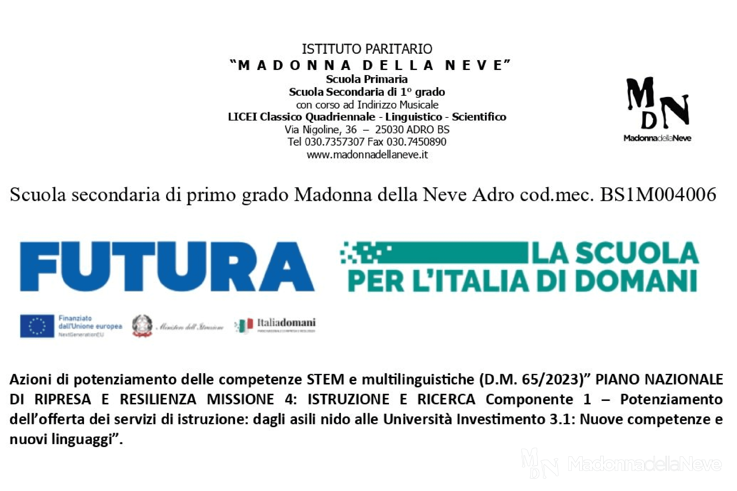Lingue e Stem Mdn 2024 | Istituto Madonna della Neve
